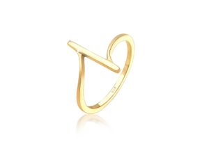 4050878569808 - Fingerring ELLI Bandring Geo Formen Cool Basic Minimal 925 Silber Fingerringe Gr 52 mm ohne Stein Silber 925 (Sterlingsilber) 1 mm goldfarben (gold) Damen