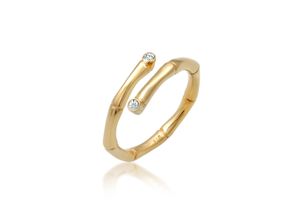 4050878592660 - Fingerring ELLI Bambus Kristalle offen 925 Silber Fingerringe Gr 52 mm mit Steinen Silber 925 (Sterlingsilber) goldfarben (gold weiß) Damen