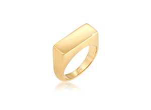 4050878580612 - Siegelring ELLI Siegelring Glanz Schlicht Trend 925 Silber Fingerringe Gr 52 mm Silber 925 (Sterlingsilber) 6 mm goldfarben (gold) Damen Fingerringe