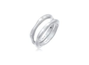 4050878659806 - Solitärring ELLI Zirkonia Stapelring Bandring Basic 2er Set 925 Ring Fingerringe Gr 52 mm mit Steinen Silber 925 (Sterlingsilber) 3 mm silberfarben (silber weiß) Damen Solitär Ringe