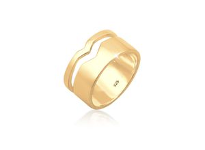 4050878561192 - Fingerring ELLI Bandring Geo Cut-Out Basic Trend 925 Silber Figa Fingerringe Gr 52 mm ohne Stein Silber 925 (Sterlingsilber) 9 mm goldfarben (gold) Damen Fingerringe