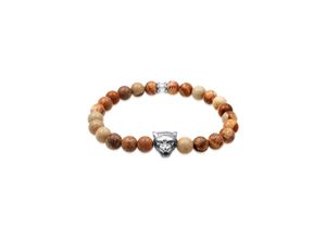 4050878580216 - Armband KUZZOI Herren Achat Tigerkopf Bead Oxidiert 925 Silber Armbänder Gr 21 cm ohne Stein Silber 925 (Sterlingsilber) braun (braun braun) Herren