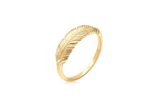 4050878549725 - Fingerring ELLI Silberring Feder 925 Sterling Silber Fingerringe Gr 52 mm ohne Stein Silber 925 (Sterlingsilber) 2 mm goldfarben (gold) Damen