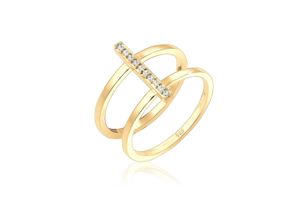 4050878561932 - Fingerring ELLI Doppelring Geo Kristalle 925er Silber Fingerringe Gr 52 mm mit Steinen Silber 925 (Sterlingsilber) 8 mm goldfarben (gold weiß) Damen