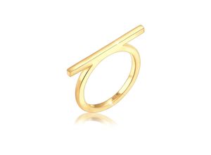 4050878559922 - Fingerring ELLI Geo Minimal Trend Steg 925 Silber Fingerringe Gr 52 mm ohne Stein Silber 925 (Sterlingsilber) 15 mm goldfarben (gold) Damen