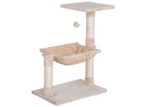 4250871277896 - Kletterbaum Katzenbaum Kratzbaum mit Sisalsäule Plüsch-Hängematte Spanplatte Beige 50 x 36 x 70 cm