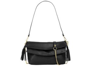 4260543057848 - Umhängetasche SAMANTHA LOOK Damen Gr B H T 33cm x 20cm x 6cm onesize schwarz Leder leicht glänzend unifarben Taschen echt Leder Made in Italy