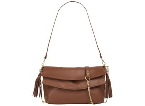 4260543057930 - Umhängetasche SAMANTHA LOOK Damen Gr B H T 33cm x 20cm x 6cm onesize braun Leder leicht glänzend unifarben Taschen echt Leder Made in Italy