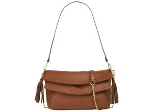 4260543057855 - Umhängetasche SAMANTHA LOOK Damen Gr B H T 33cm x 20cm x 6cm onesize braun (cognac) Leder leicht glänzend unifarben Taschen echt Leder Made in Italy