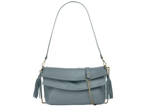 4260543057923 - Umhängetasche SAMANTHA LOOK Damen Gr B H T 33cm x 20cm x 6cm onesize blau Leder leicht glänzend unifarben Taschen echt Leder Made in Italy