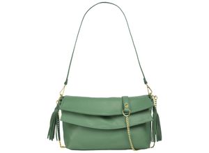 4260543057886 - Umhängetasche SAMANTHA LOOK Damen Gr B H T 33cm x 20cm x 6cm onesize grün Leder leicht glänzend unifarben Taschen echt Leder Made in Italy