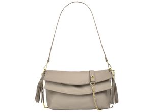 4260543057916 - Umhängetasche SAMANTHA LOOK Damen Gr B H T 33cm x 20cm x 6cm onesize grau Leder leicht glänzend unifarben Taschen echt Leder Made in Italy