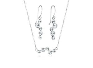 4050878497293 - Schmuckset ELLI Kristalle Rund (3tlg) 925 Silber Schmuck-Sets Gr OneSize weiß (weiß weiß) Damen Schmucksets