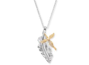 4260645863408 - Kette mit Anhänger ENGELSRUFER Feder & Engel ERN-FEDER-ANGEL Halsketten Gr Silber 925 (Sterlingsilber) Länge 50 cm goldfarben (silberfarben gelbgoldfarben kristallweiß) Damen mit Zirkonia (synth)