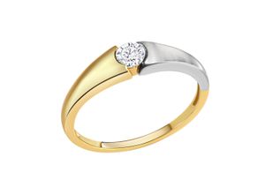 4006046393676 - Fingerring CELESTA 375 - Gelbgold 2farbig Zirkonia Fingerringe Gr 054 (172) Gold gelb (gelb weiß) Damen Fingerringe