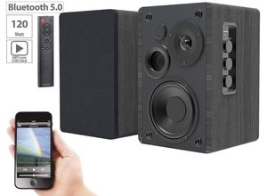 4022107369343 - auvisio MSS-95usb Aktives Stereo-Regallautsprecher-Set Holz-Gehäuse Bluetooth 5 120 W Box Soundbox