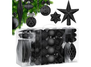 4260751948303 - KESSER® Weihnachtskugeln 105-teiliges Set mit Baumspitze Christbaumkugeln Kunststoff Bruchsicher mit Plastik Weihnachtsbaumkugeln Box Weihnachtsbaum Weihnachtsdeko Deko & Christbaumschmuck