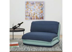 4057651313245 - Schlafsessel MCW-E68 Schlafsofa Funktionssessel Klappsessel Relaxsessel Stoff Textil ~ hellblau dunkelblau