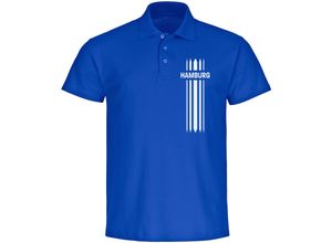 4068859010829 - multifanshop Poloshirt - Hamburg - Streifen - Druck weiß - Polo