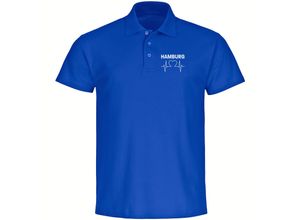 4068859010713 - multifanshop Poloshirt - Hamburg - Herzschlag - Druck weiß - Polo