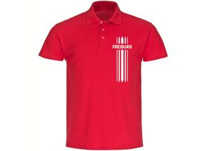 4068859123499 - multifanshop Poloshirt - Freiburg - Streifen - Druck weiß - Polo