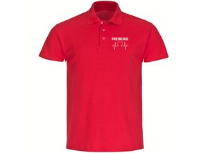 4068859107574 - multifanshop Poloshirt - Freiburg - Herzschlag - Druck weiß - Polo