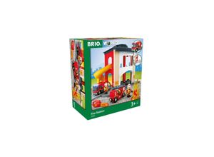 7312350338331 - RAVENSBURGER Brio World Große mit Feuerwehr-Einsatzfahrzeug und Feuerwehrmann - Kleinkindspielzeug 63383300 Feuerwehr Station Altersgruppe 3+