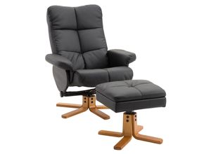 4250871251841 - Relaxsessel Fernsehsessel 360° drehbarer Sessel mit Hocker Liegefunktion Holzgestell Schwarz