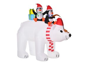 4251774920667 - Aufblasbarer Pinguin und Eisbär mit Beleuchtung bunt 227B x 113T x 206H cm Aufblasbare Pinguine auf Eisbär Dekoration Weihnachtsfigur Deko