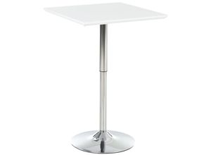 4251774964876 - Bistrotisch höhenverstellbar weiß 60 x 60 x 71-92 cm (BxTxH) Bartisch Beistelltisch quadratischer Stehtisch