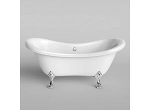 4058166019028 - Freistehende Badewanne - fama Weiß - Maße ca 176 x 74 x 79 cm - Füllmenge 204 Liter inkl Überlaufschutz Siphon und Verschluss - inkl Füße i