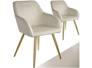 4061173246110 - tectake® 2er Set Esszimmerstuhl gepolstert in Samtoptik goldene Stahlbeine 58 x 62 x 82 cm