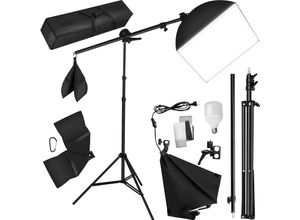 4260182877296 - tectake® Studioleuchte mit Softbox und ausziehbarem Galgenstativ 6500K Dauerlicht geringes Gewicht inklusive Tragetasche