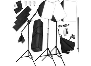 4260182877272 - tectake® Fotostudio-Set mit Softboxen ausziehbaren Stativen und ausziehbarem Galgenstativ 6500K Dauerlicht geringes Gewicht inklusive Tragetasche