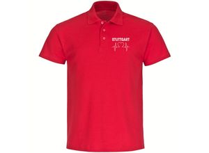 4068859117887 - multifanshop Poloshirt - Stuttgart - Herzschlag - Druck weiß - Polo