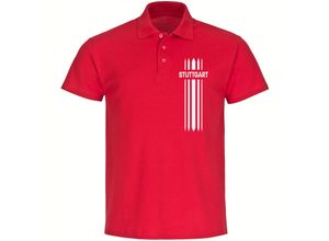 4068859131593 - multifanshop Poloshirt - Stuttgart - Streifen - Druck weiß - Polo