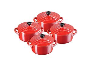 0630870272810 - LE CREUSET Mini-Cocotte 4er-Set 10cm Metallics Kirschrot