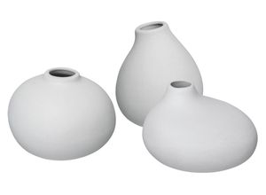 4008832786709 - Dekovase NONA aus Porzellan unglasiert (Set 3 St) Vase in 3 unterschiedlichen und außergewöhnlichen Formen grau