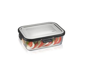 4006664127530 - Lunchbox GEFU MILO Lebensmittelaufbewahrungsbehälter Gr B H L 156 cm x 7 cm x 208 cm silberfarben (transparent silberfarben schwarz) Lunchboxen gelaserter QR Code zur Vorratskontrolle per App (nur für Android)