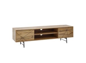 4251757708367 - Lowboard Holz Eiche-Dekor 160x45x40 cm TV-Kommode mit zwei Türen Design TV-Schrank Hoch Fernsehtisch Fernsehschrank Modern Fernsehkommode