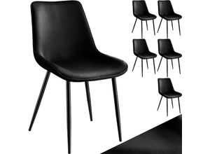 4061173246738 - tectake® 6er Set Stuhl gepolstert in Samtoptik schwarze Stahlbeine 48 x 59 x 825 cm