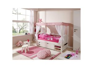 4251105929192 - Ticaa Himmelbett MINI Stern Rosa 80x160 cm Var 3 - mit 3er Funktionsschubkasten - inkl Matratze