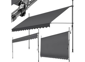 4061173255464 - Tectake - Klemmmarkise - Sonnenschirm a?€ Sonnendach - Verstellbar - Klemmmarkise - Sonnenschirm Balkon - 400 x 180 cm - schwarz grau a?€ Sonnenschirm - 404970