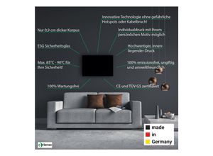 4262477250333 - 3Senso Infrarotheizung ST250 Standard RAL9005 Tiefschwarz - 250 Watt - 15 Jahre Garantie  Variante Feuchtraum IP54 Querformat (Horizontal)