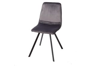 4250243590110 - riess-ambiente Stuhl AMSTERDAM CHAIR - Retro dunkelgrau Samt Designklassiker Metallbeine