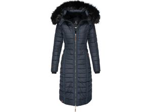 4059072320512 - NAVAHOO Damen Wintermantel langer Winter Steppmantel mit Kunstfellkapuze Umay