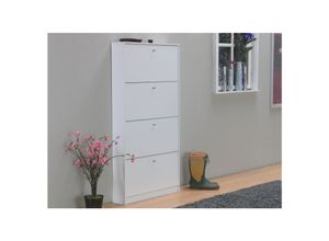 5706887989548 - Ebuy24 - Escape Schuhschrank mit 4 Klappen Breite 75 cm Höhe 148 cm weiss - Weiß