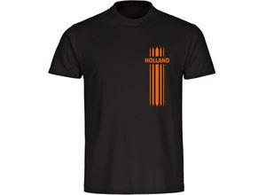 4068859455521 - multifanshop Herren T-Shirt - Holland - Streifen - Druck orange - Männer