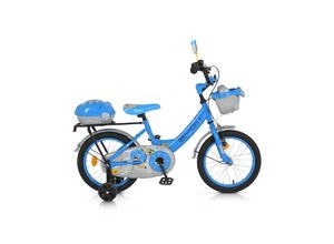 3800146203054 - Byox Kinderfahrrad 16 Zoll 1602 Stützräder höhenverstellbar Klingel Körbe blau