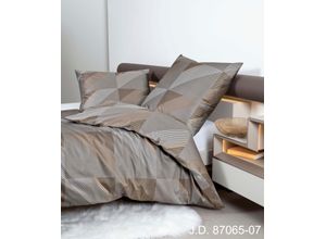 4065334018646 - Bettwäsche JANINE J D87065 06 Gr B L 155 cm x 220 cm (1 St) B L 80 cm x 80 cm (1 St) Mako-Satin grau (taupe) Bettwäsche 155x220 cm mit Reißverschluss 100% Baumwolle